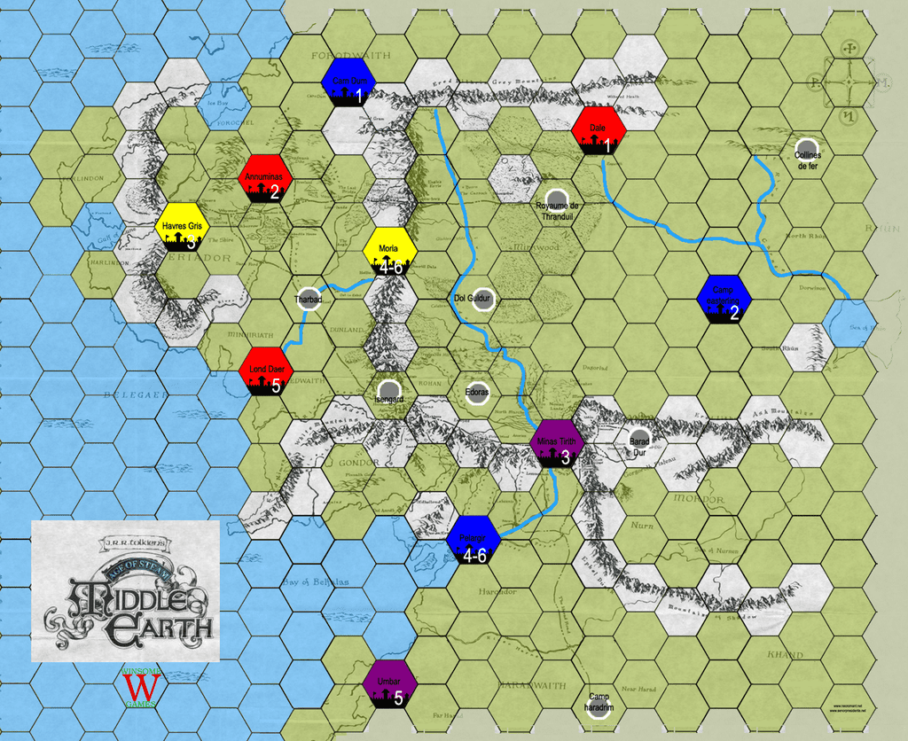 AoS - Middle Earth map - carte Terres du Milieu | Age of Steam