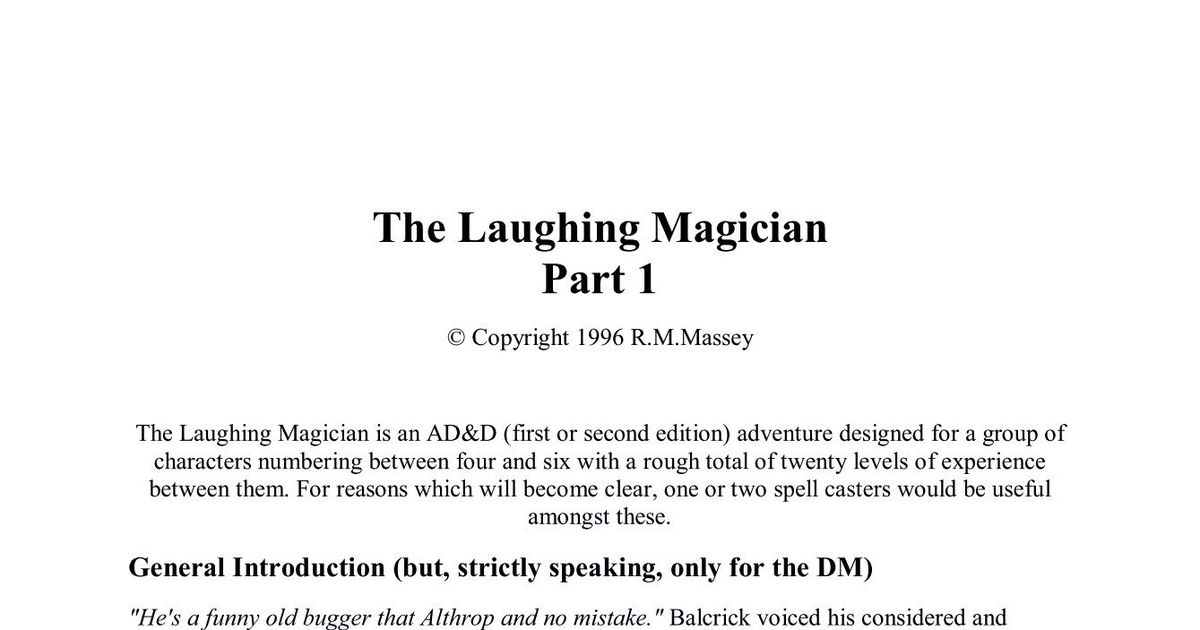 The Laughing Magician: Part 1 | RPG Item | RPGGeek