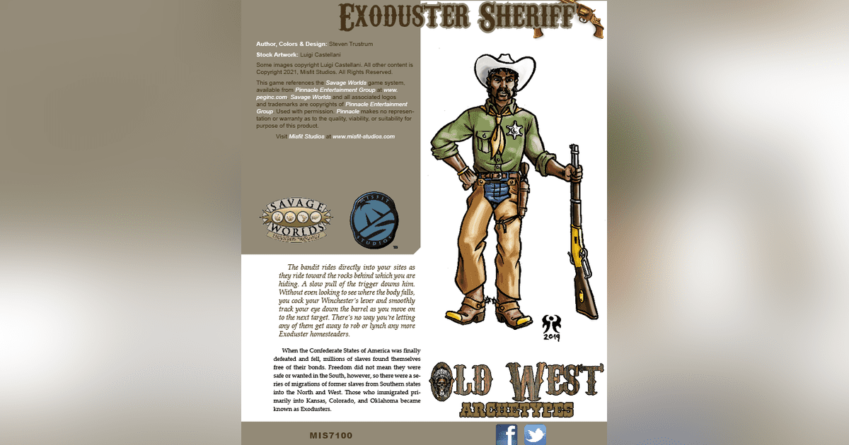 Old West Archetype: Exoduster Sheriff | RPG Item | RPGGeek