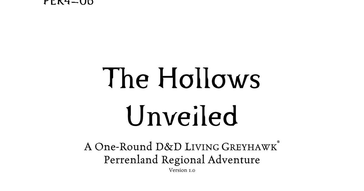 PER4-06: The Hollows Unveiled | RPG Item | RPGGeek