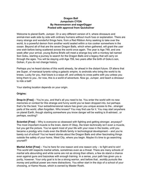 Dragon Ball Jumpchain CYOA | RPG Item | RPGGeek
