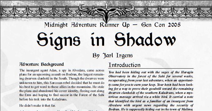 Signs in Shadow | RPG Item | RPGGeek