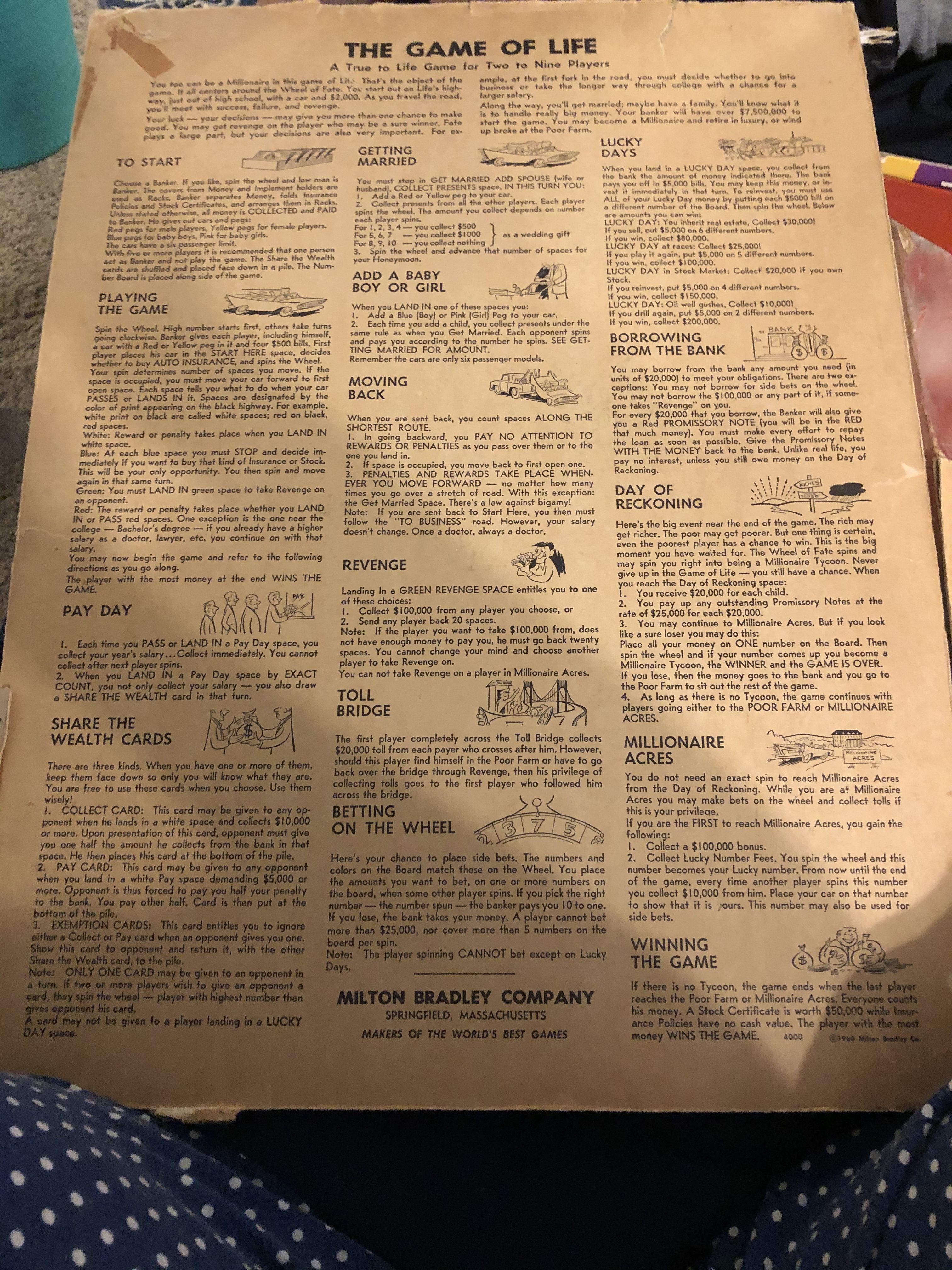 1961 version rules for The Game of Life? | The Game of Life