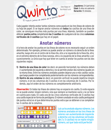 Rules: Qwinto | Juegos Roll & Write | BoardGameGeek