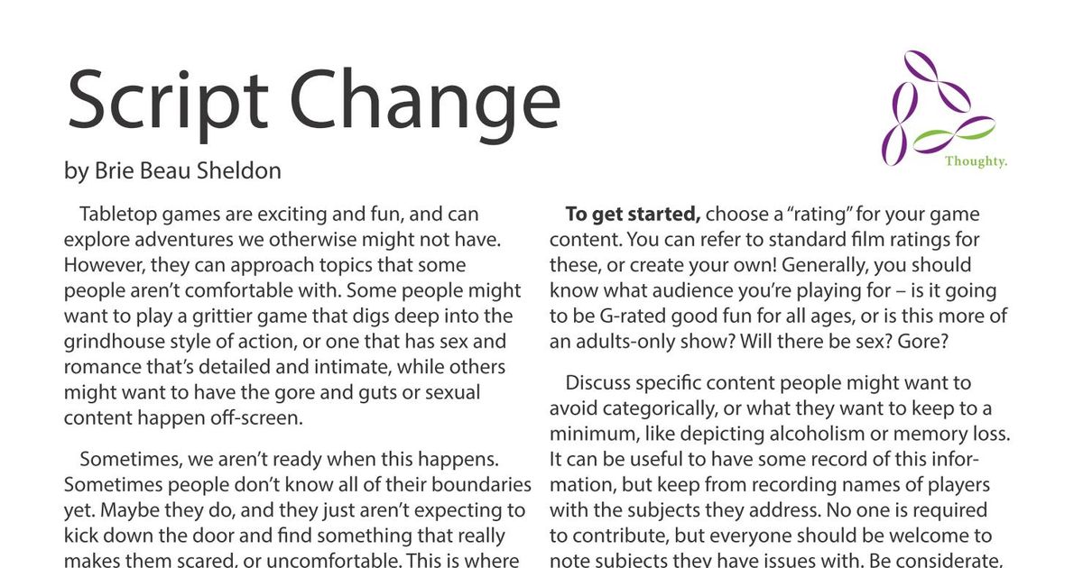 Script Change | RPG Item | RPGGeek