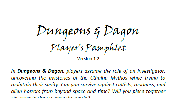 Dungeons & Dagon Player's Pamphlet | RPG Item | RPGGeek