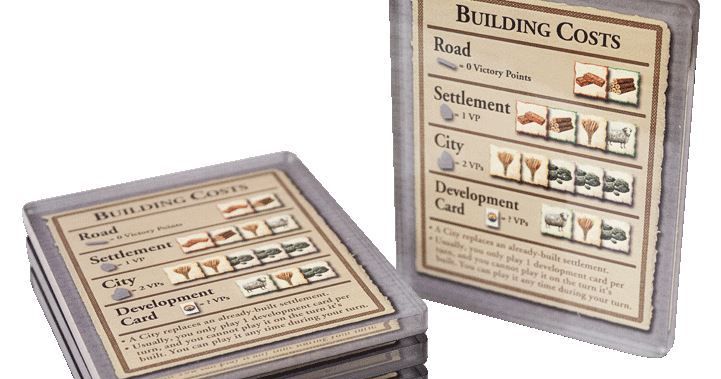 The Settlers of Catan: Building Costs Coasters | Board Game Accessory ...