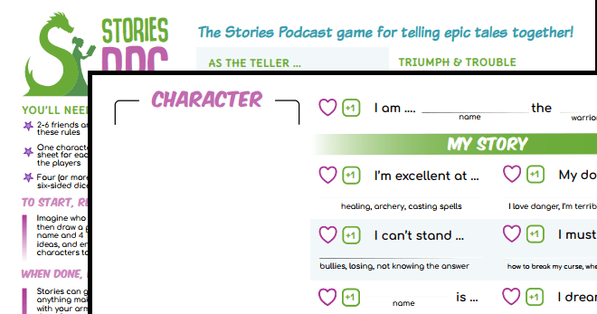 Stories RPG Character / Rules Sheet | RPG Item | BoardGameGeek