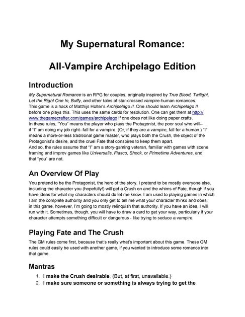 My Supernatural Romance | RPG Item | BoardGameGeek