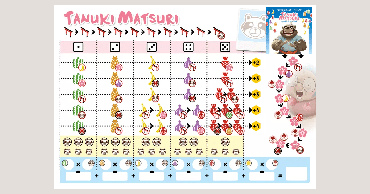 Print and Play: Tanuki Matsuri | Juegos Roll & Write