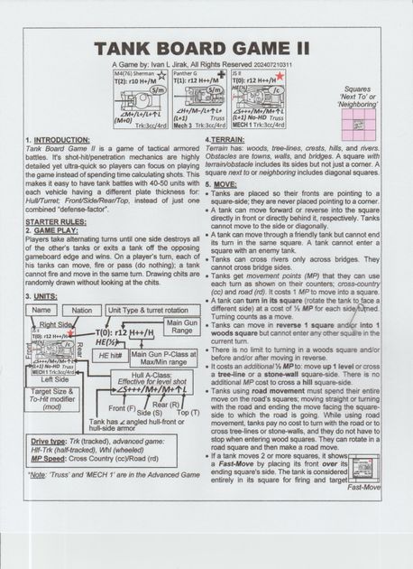Equipment Tables | Tank Board Game II