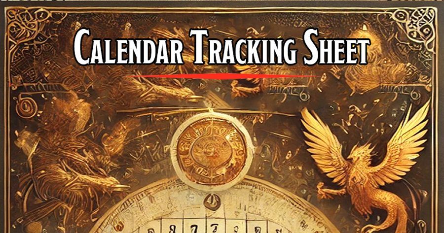 Calendar Tracking Sheet | RPG Item | RPGGeek