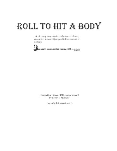 Roll to Hit a Body | RPG Item | RPGGeek