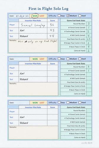 Solo Log Sheet | First in Flight