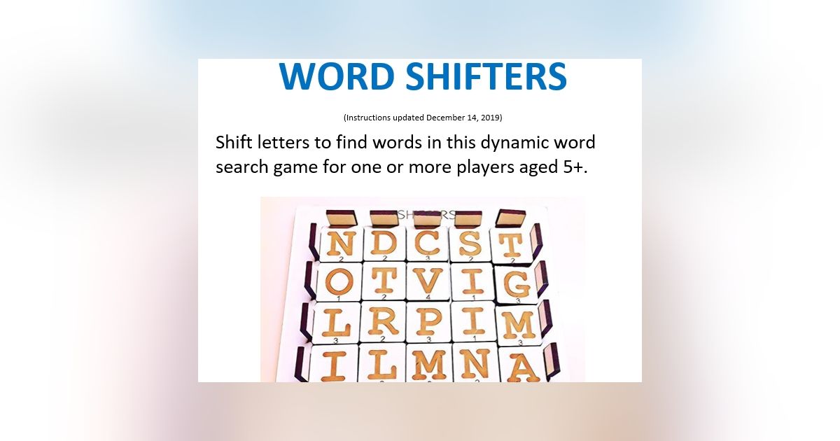 Shifters Word Search | Board Game | BoardGameGeek
