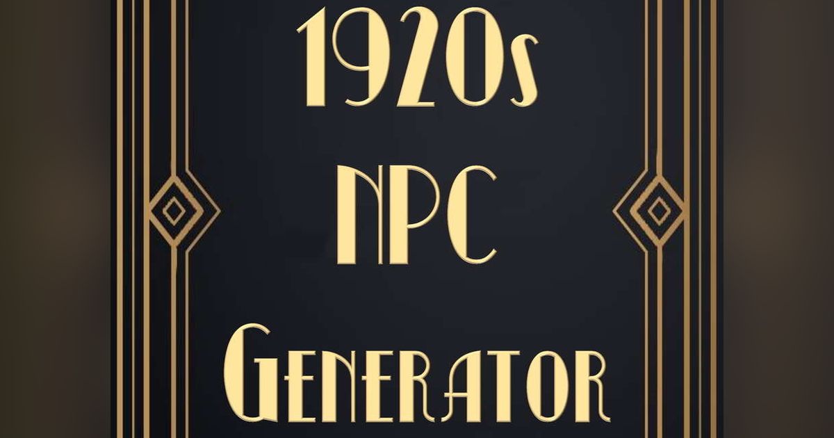1920s NPC Generator | RPG Item | RPGGeek