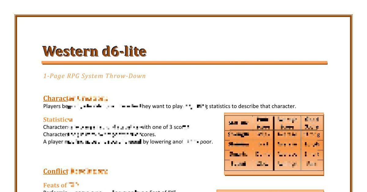 Western d6-lite | RPG Item | BoardGameGeek