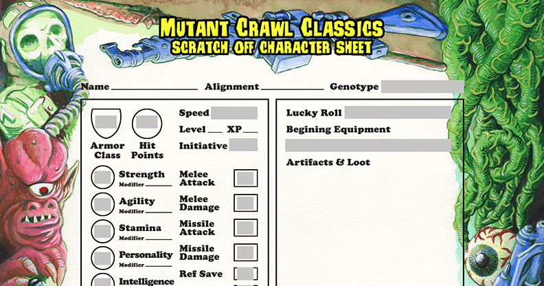 MCC Scratch-Off Character Sheets | RPG Item | RPGGeek