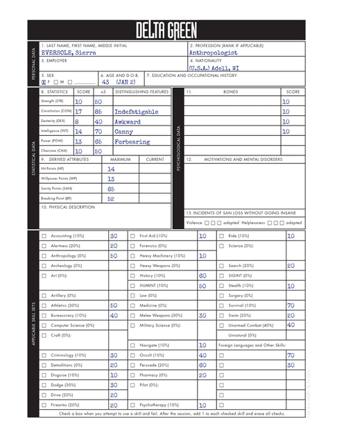 Pre-generated Characters for Your Delta Green Game | RPG Item | RPGGeek