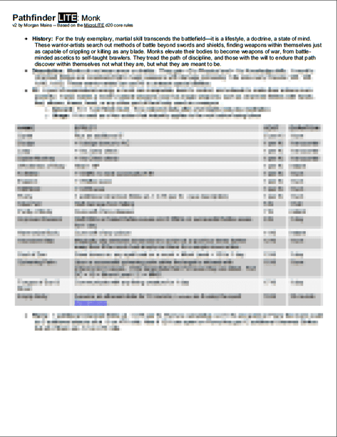 PathfinderLITE Monk | RPG Item | RPGGeek