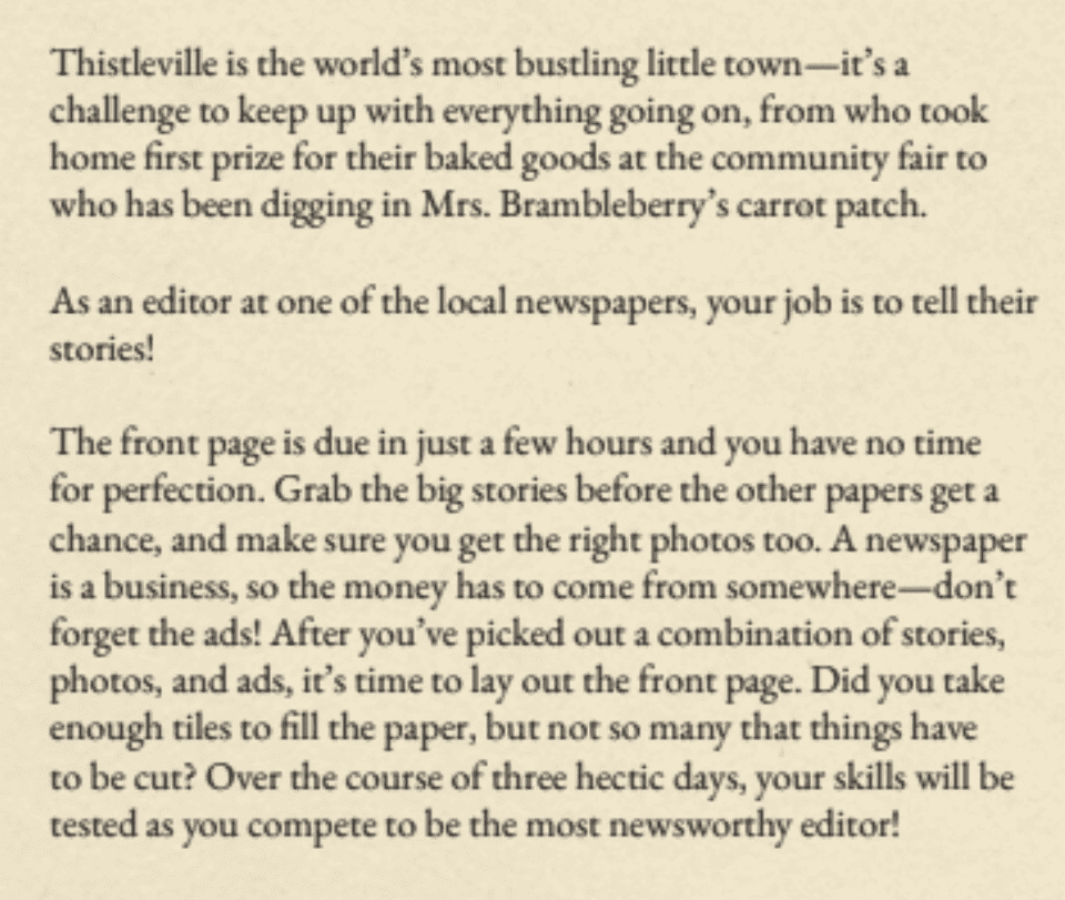 Meeple Mountain's Ace Reporter covers Fit to Print from Flatout Games ...
