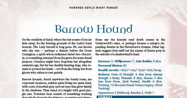 Hundred Devils Night Parade: Barrow Hound and Devil Stone | RPG Item ...