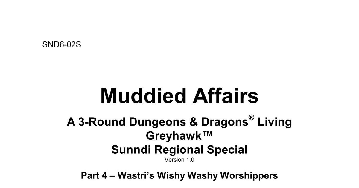 SND6-02S: Muddied Affairs: Wastri's Wishy Washy Worshippers | RPG Item ...