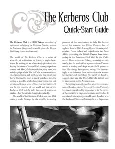 The Kerberos Club Quick-Start Guide (Wild Talents) | RPG Item | RPGGeek