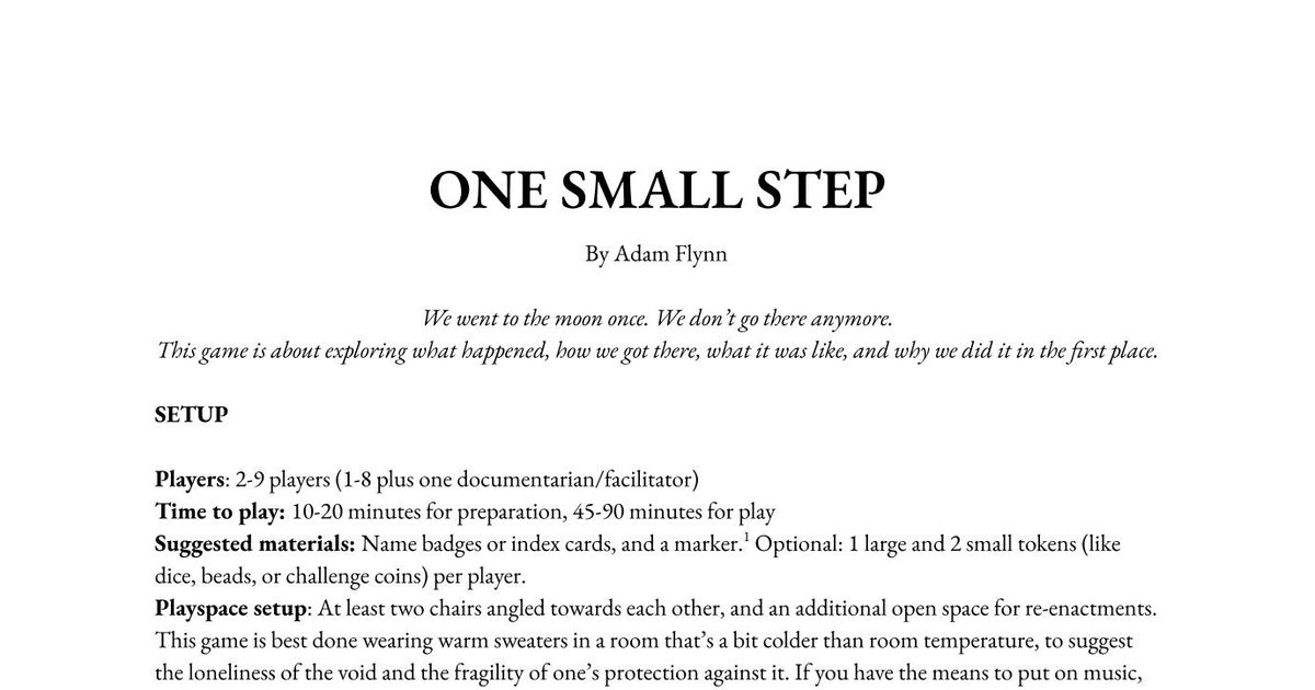 One Small Step | RPG Item | RPGGeek