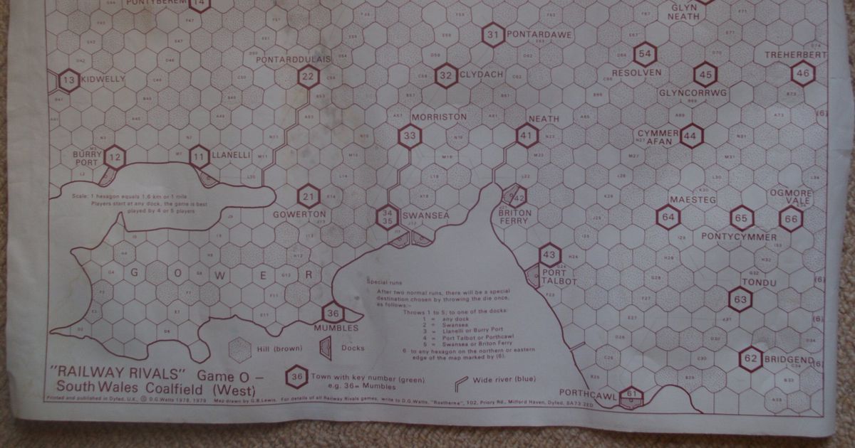 Railway Rivals Map O: South Wales Coalfield (West) | Board Game ...