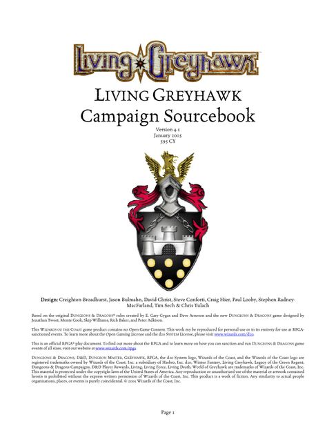Living Greyhawk Campaign Sourcebook | RPG Item | RPGGeek