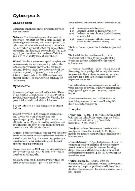 Cyberpunk (Microlite 20) | RPG Item | RPGGeek