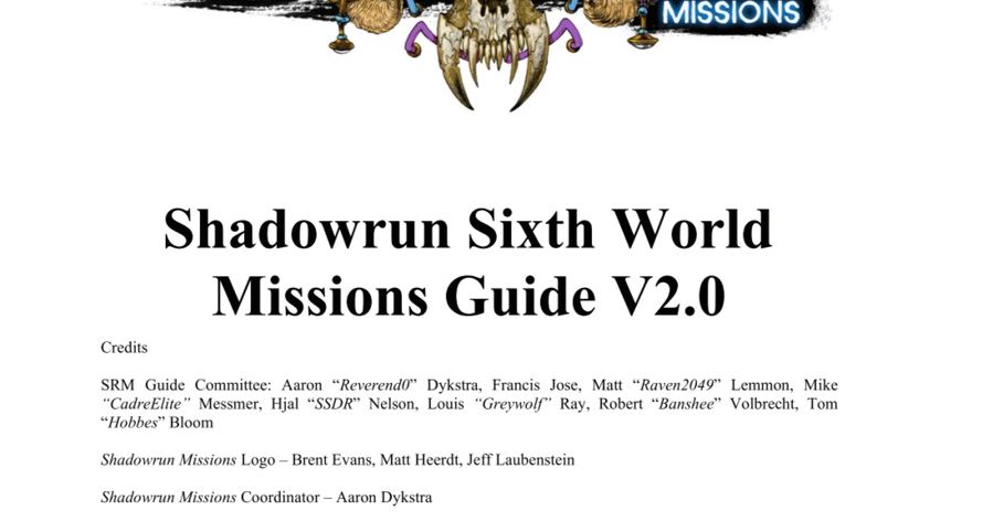 Shadowrun Sixth World Missions Guide V2.0 | RPG Item | RPGGeek