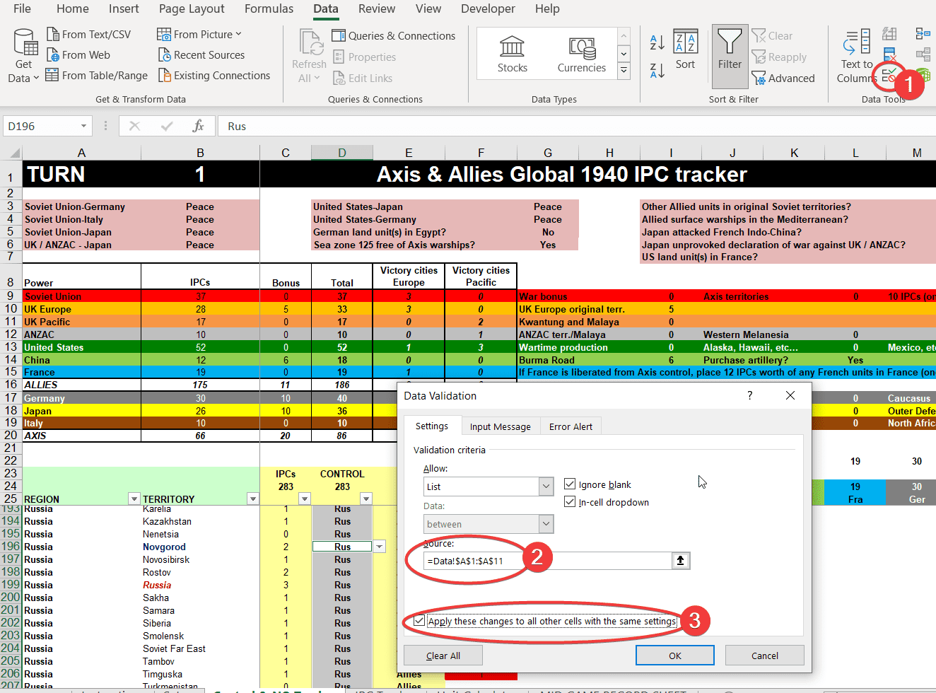 A&AG40 2nd Edition Excel IPC tracker | Axis & Allies: Europe 1940
