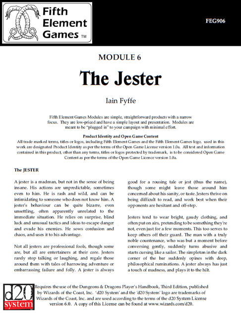 The Jester | RPG Item | RPGGeek