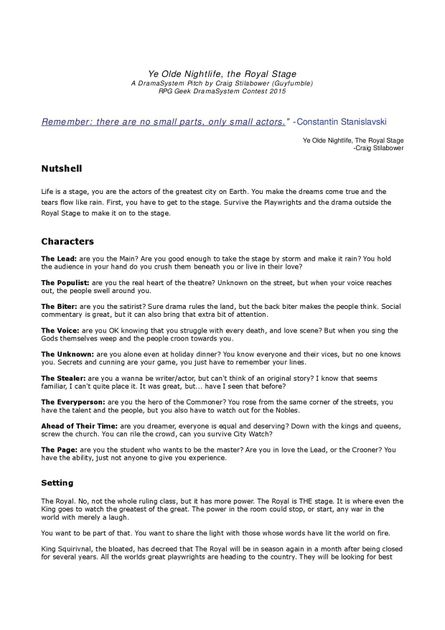 Ye Olde Nightlife, the Royal Stage | RPG Item | RPGGeek