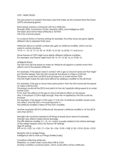 CZFT Basic Rules | RPG Item | BoardGameGeek