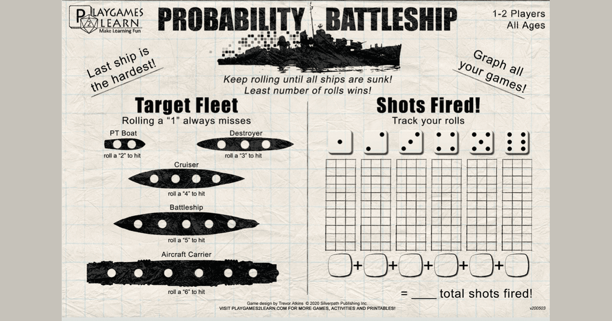 Print and Play: Probability Battleship | Juegos Roll & Write ...