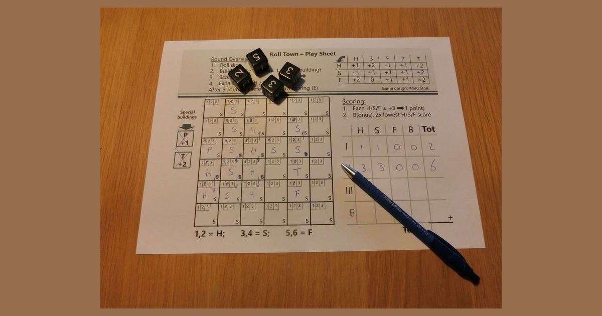 Print and Play: Roll Town | Juegos Roll & Write | VideoGameGeek