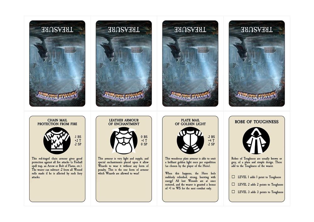 Advanced Heroquest - Treasure sheet / cards | Advanced Heroquest