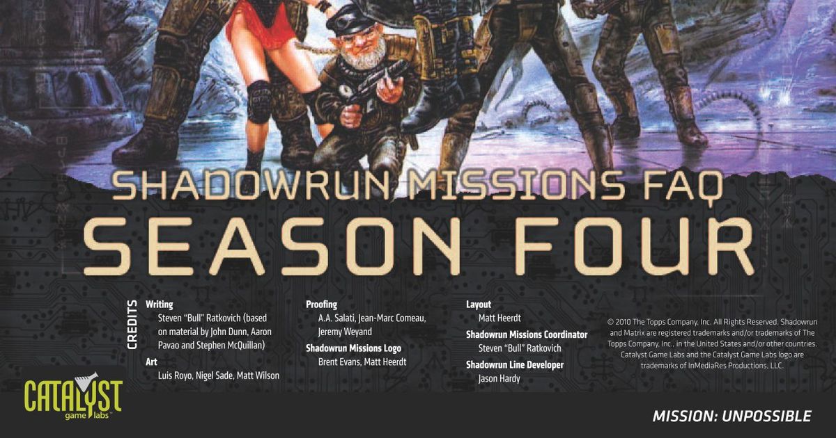 Shadowrun Missions FAQ Season Four | RPG Item | RPGGeek