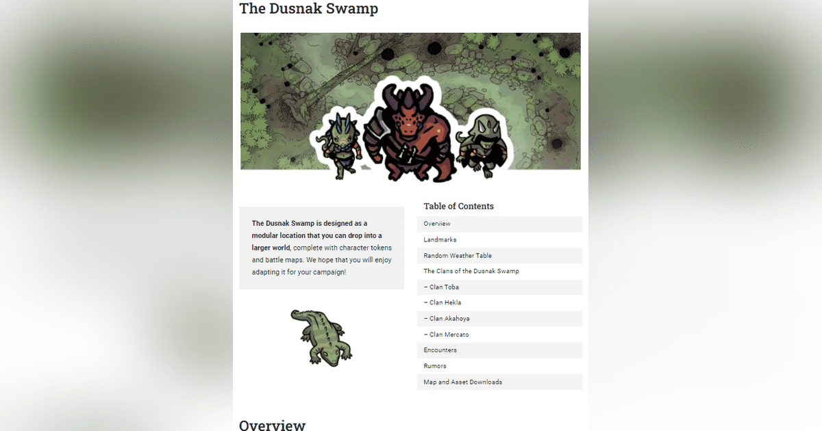 The Dusnak Swamp | RPG Item | RPGGeek