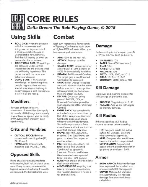 Delta Green Quickstart | RPG Item | RPGGeek