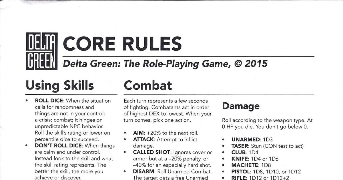 Delta Green Quickstart | RPG Item | RPGGeek