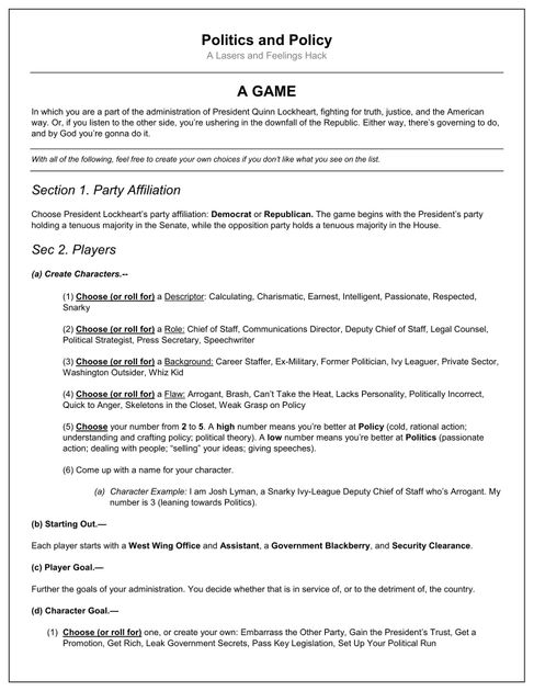 Politics and Policy | RPG Item | RPGGeek