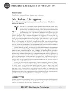 Role Sheets: Patriots, Loyalists, and Revolution in New York City, 1775 ...