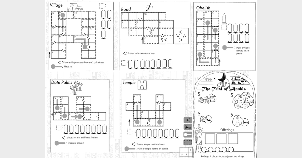 Print and Play: Egypt | Juegos Roll & Write