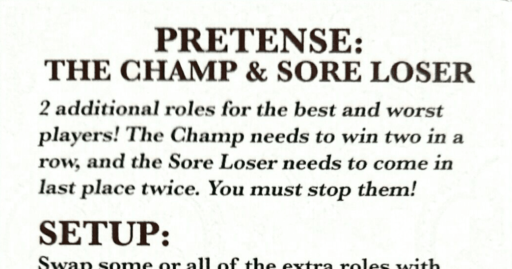 Pretense: The Champ & Sore Loser | Board Game | BoardGameGeek