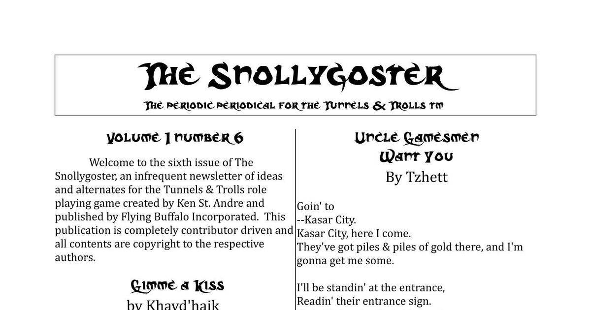 The Snollygoster (Volume 1, Number 6 - Feb 2015) | Issue | RPGGeek