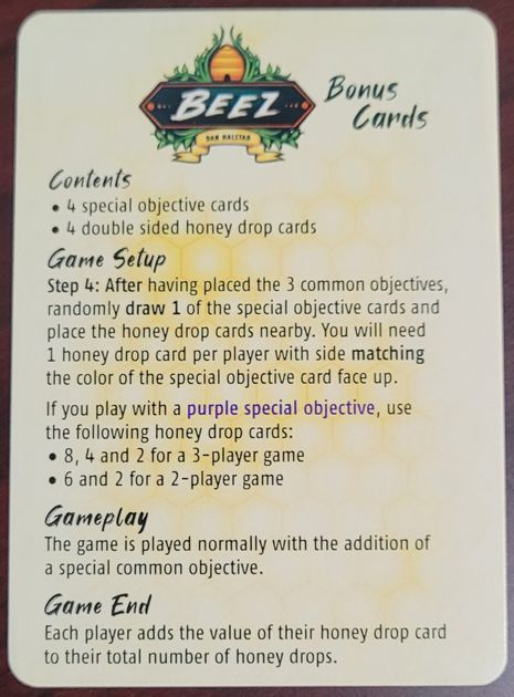 Beez: Bonus Cards | Board Game | BoardGameGeek